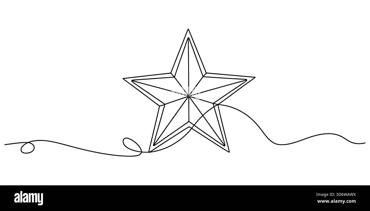 Elegant continuous line art drawing of an abstract star symbol on a ...