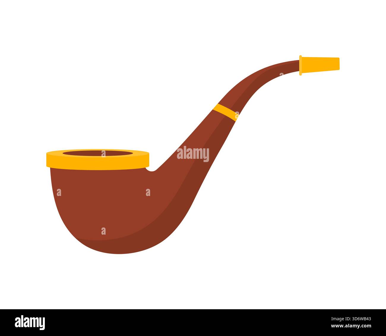 Traditional Irish tobacco pipe with curved stem on white background ...