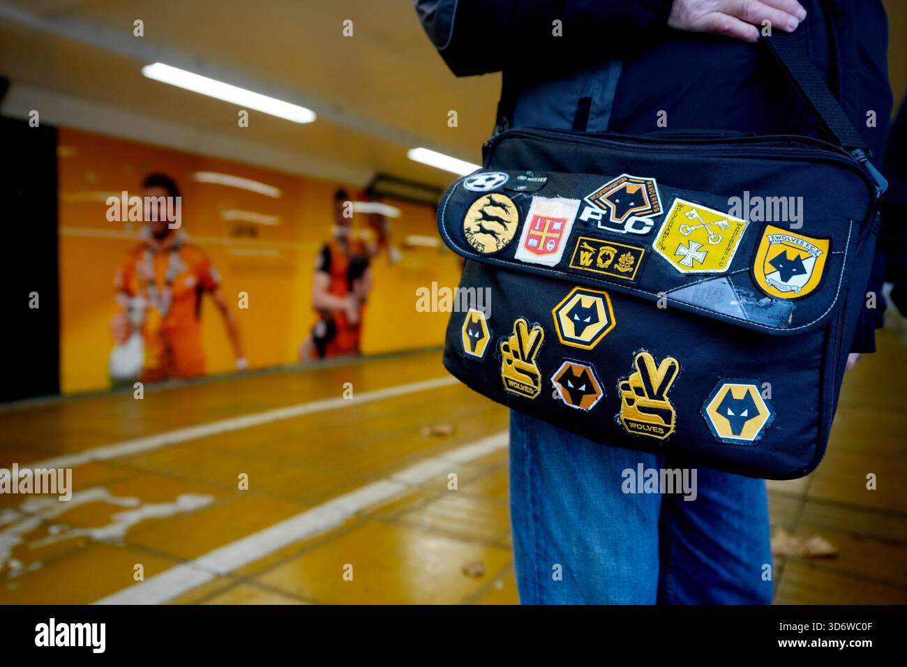 Close view of Wolverhampton Wanderers badges during the Premier League ...