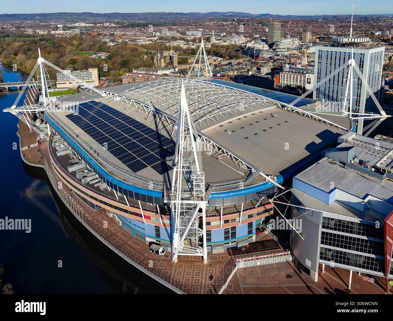 Aerial drone view of the Millennium Stadium, also known as the ...