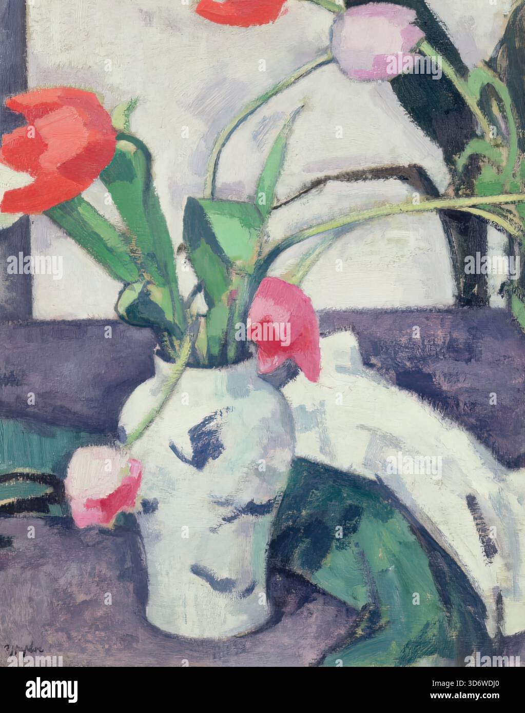 Still Life Tulips in a Chinese Vase, 1924 by Samuel John Peploe Stock ...