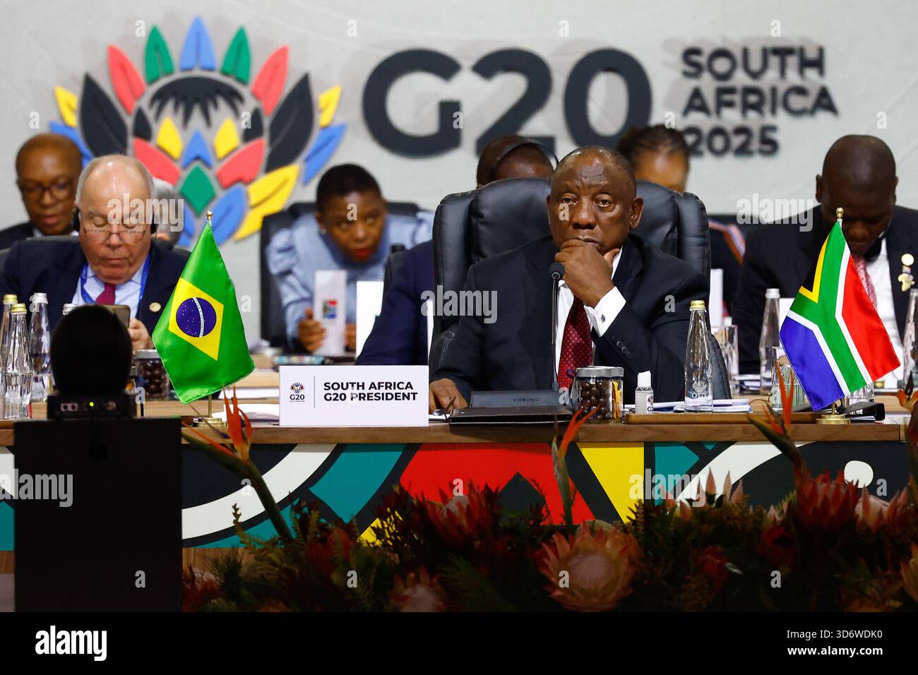 South African President Cyril Ramaphosa looks on, during a plenary ...