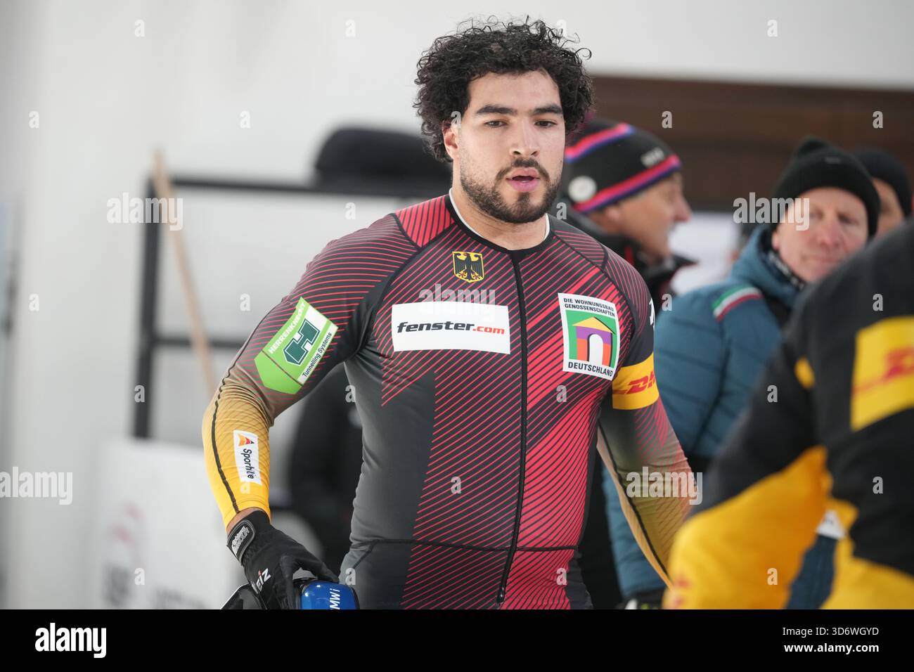 Adam Ammour of team Germany reacts after competing in the 2-man ...
