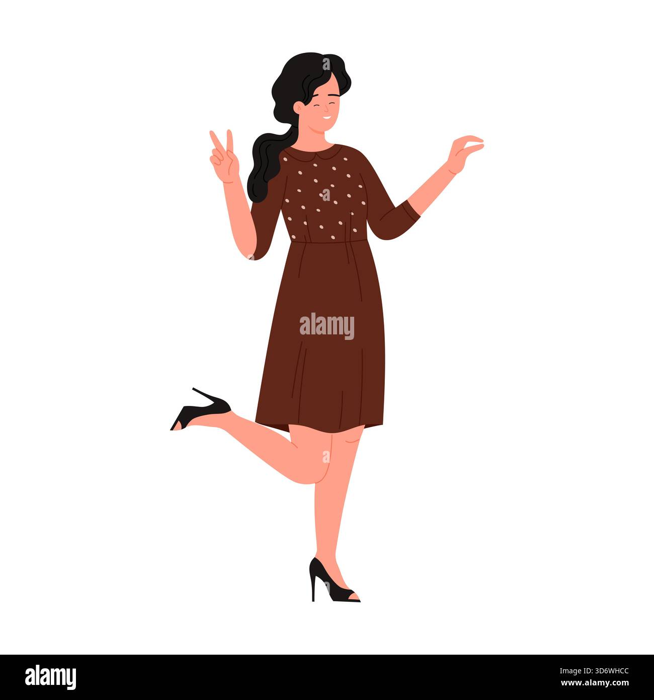 Woman smiling posing peace sign Stock Vector Images - Alamy