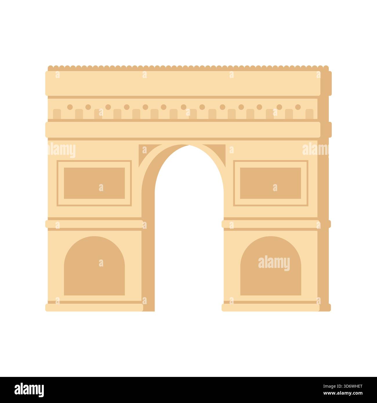Minimal flat design of the famous Arc de Triomphe monument isolated on ...