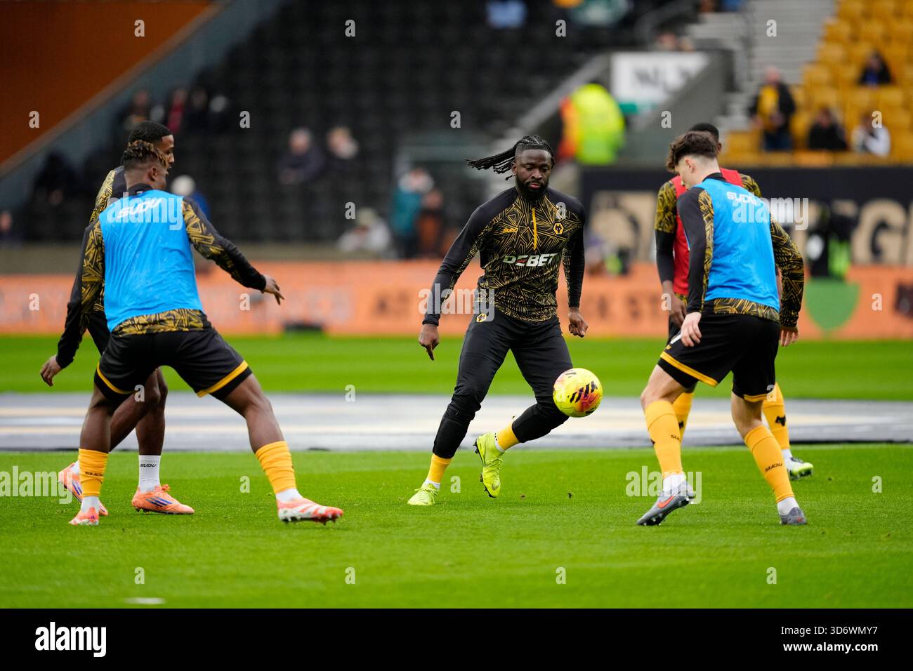 Wolverhampton Wanderers players warm up before the Premier League match ...