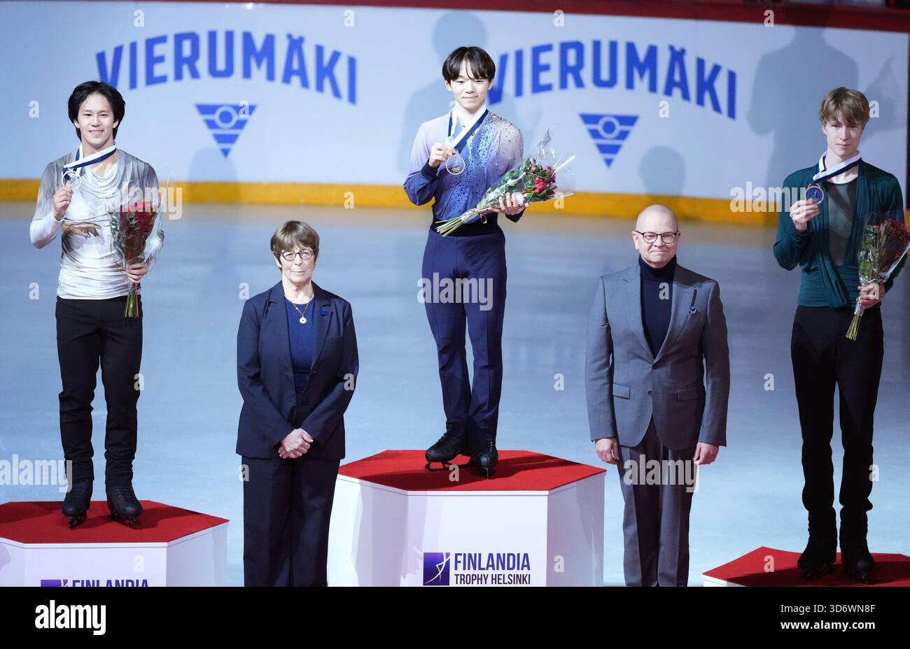 (L-R) Adam SIAO HIM FA of France, silver, Yuma Kagiyama of Japan, gold ...