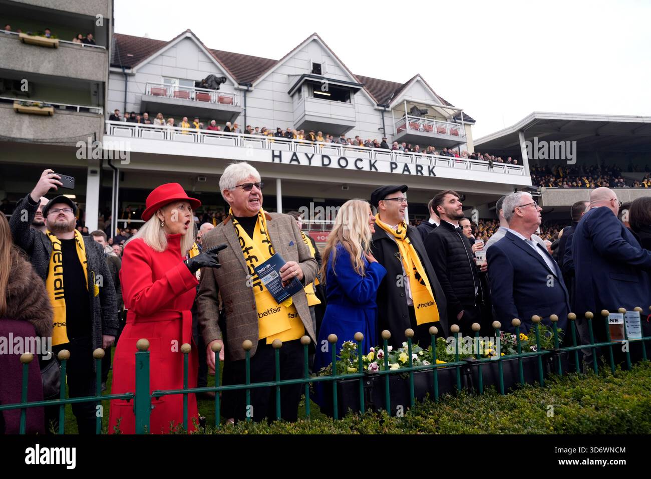 A general view of racegoers during Betfair Chase Day at Haydock Park ...