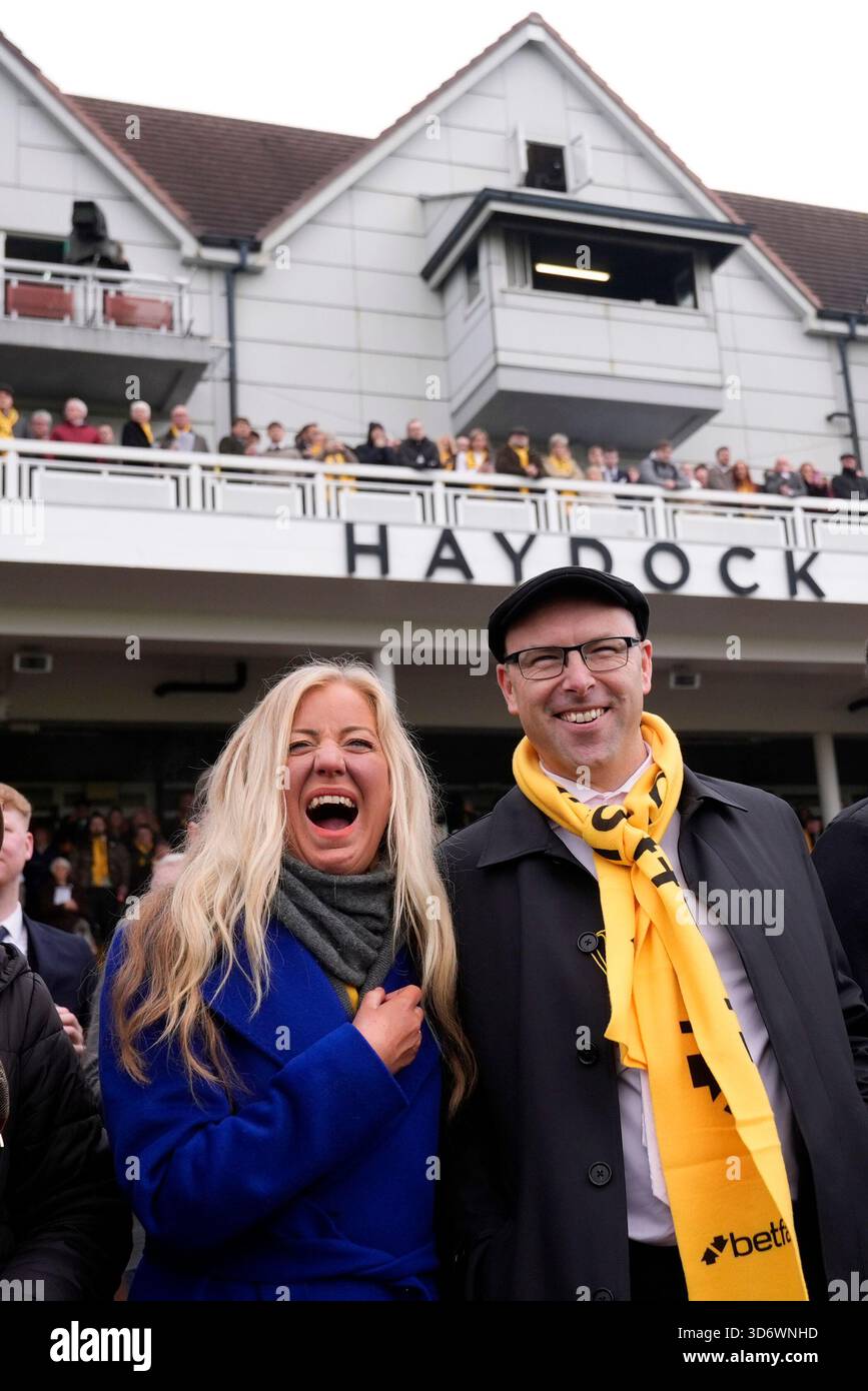 A general view of racegoers during Betfair Chase Day at Haydock Park ...