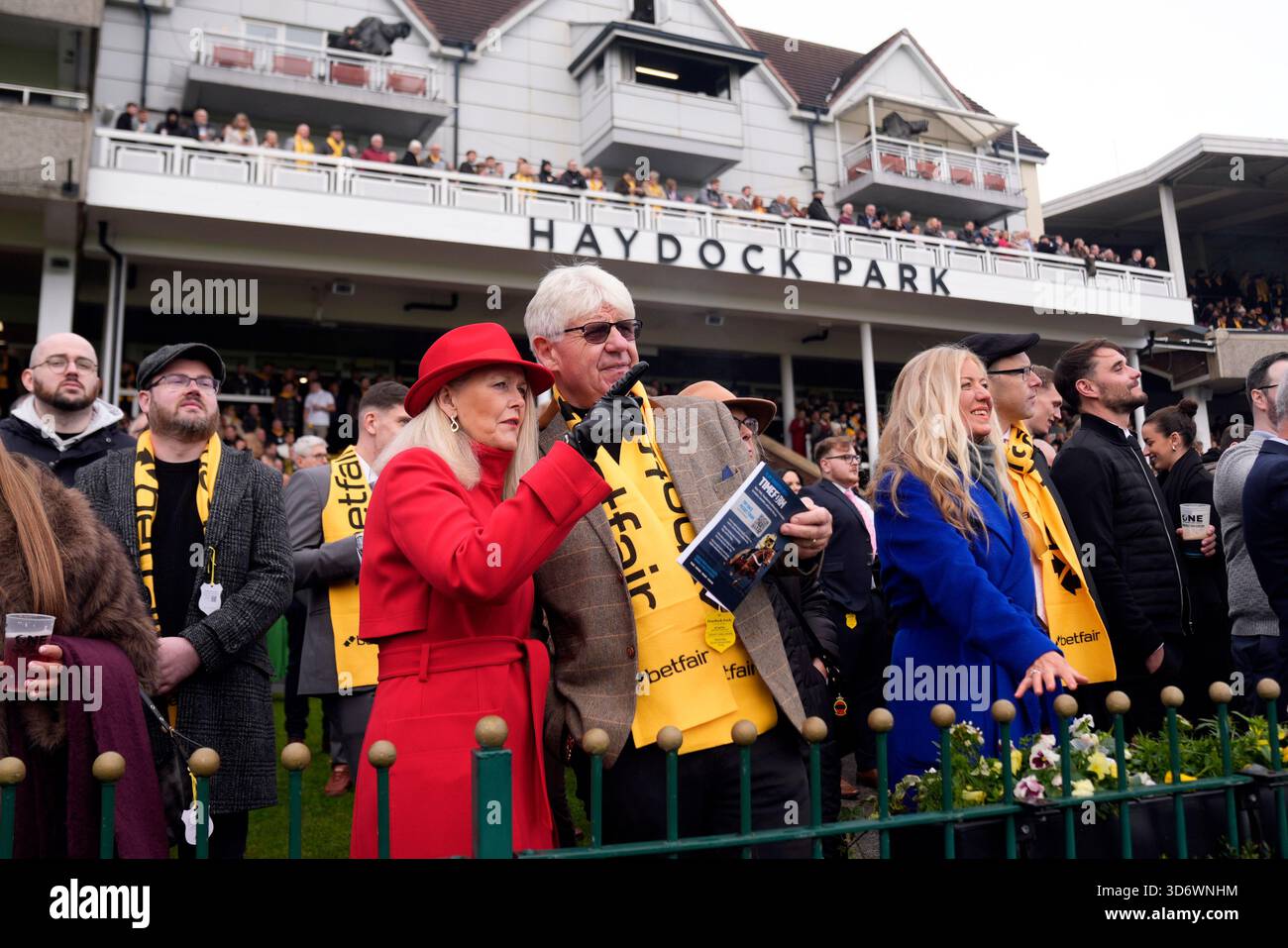 A general view of racegoers during Betfair Chase Day at Haydock Park ...