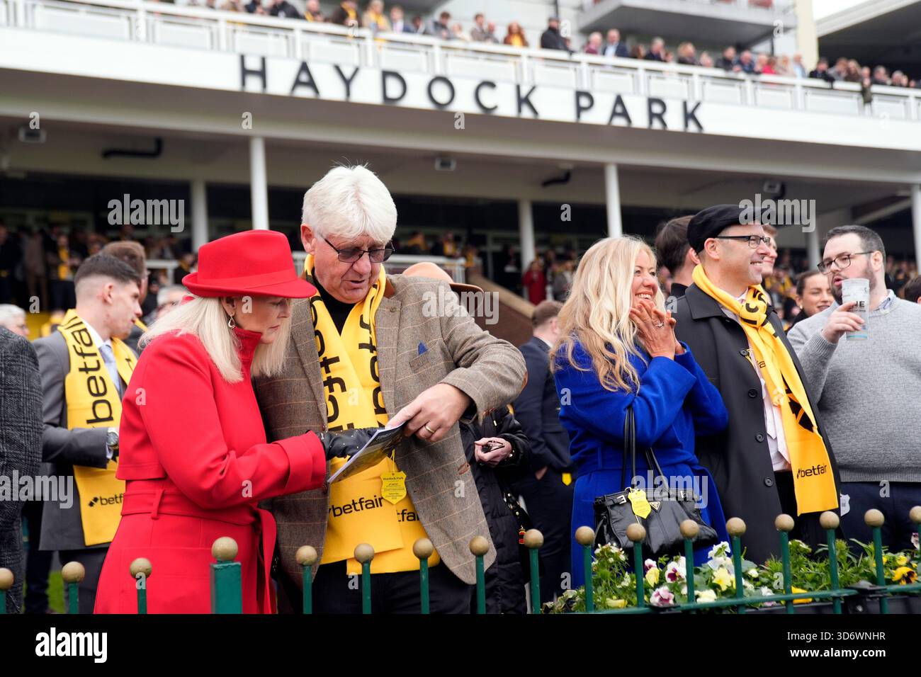 A general view of racegoers during Betfair Chase Day at Haydock Park ...
