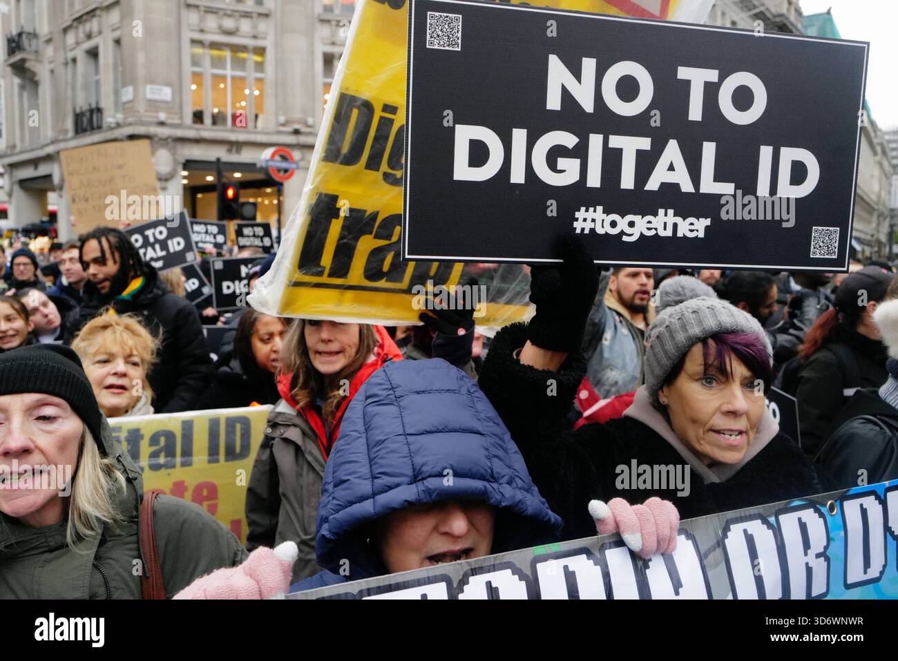 Digital ID Protest in London A protest march organised by the group ...