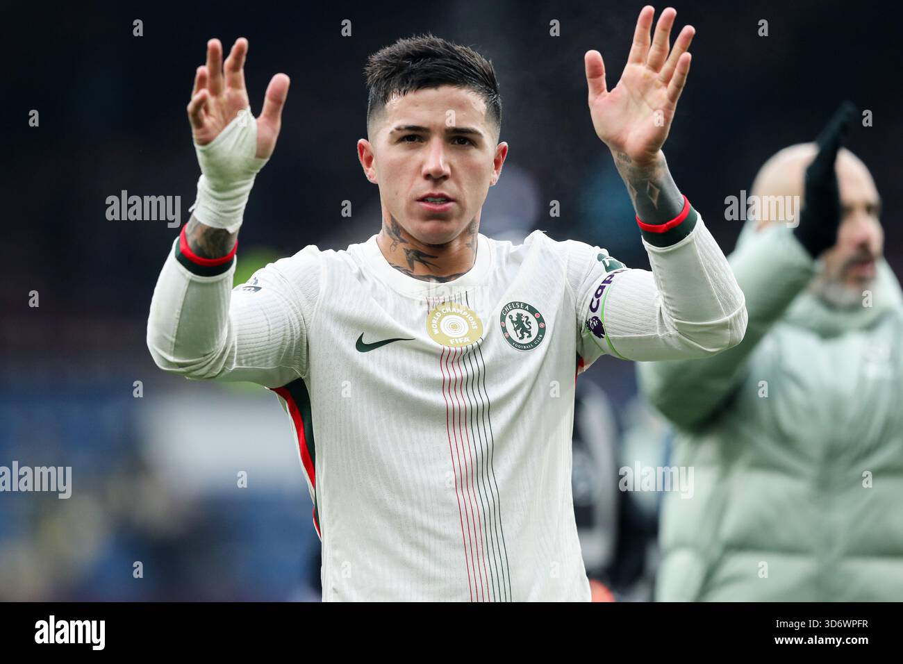 Enzo Fernandez of Chelsea celebrate 0-2 win after the Premier League match Burnley vs Chelsea at ...