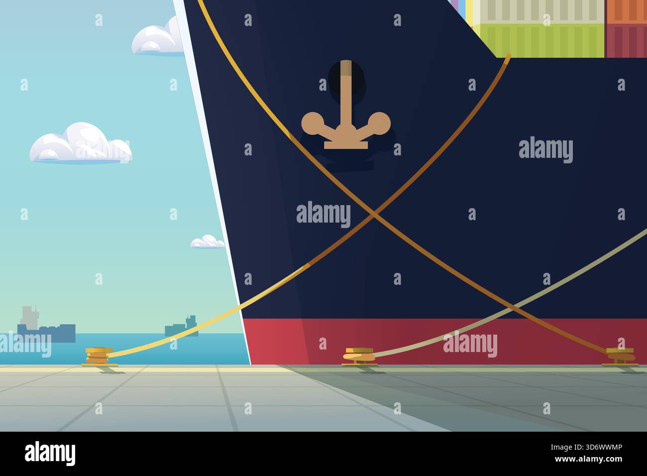 big full cargo ship parked at port Stock Vector Image & Art - Alamy