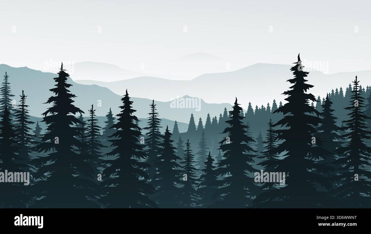 Mountains in background foggy Stock Vector Images - Alamy
