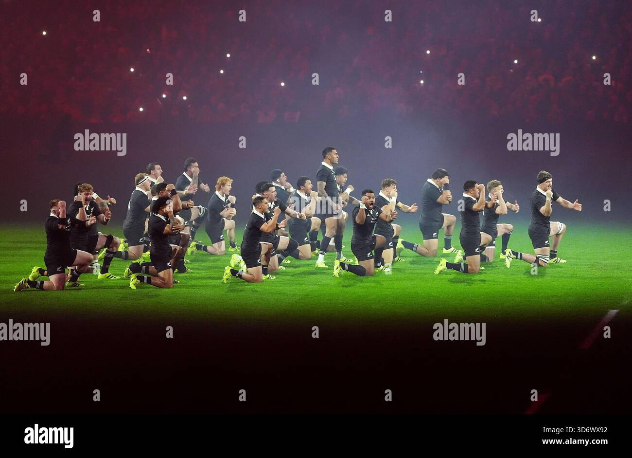 New Zealand players perform the Haka during the Quilter Nations Series ...