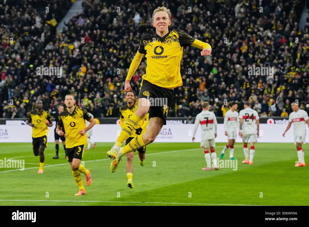 Dortmund's Maximilian Beier celebrates his side's second goal during ...