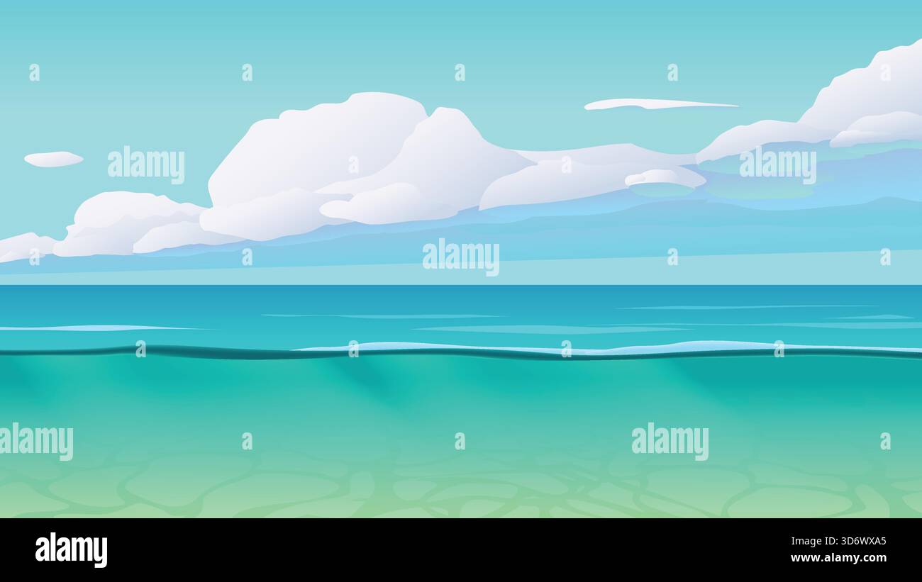 Blue sea horizon ocean Stock Vector Images - Alamy