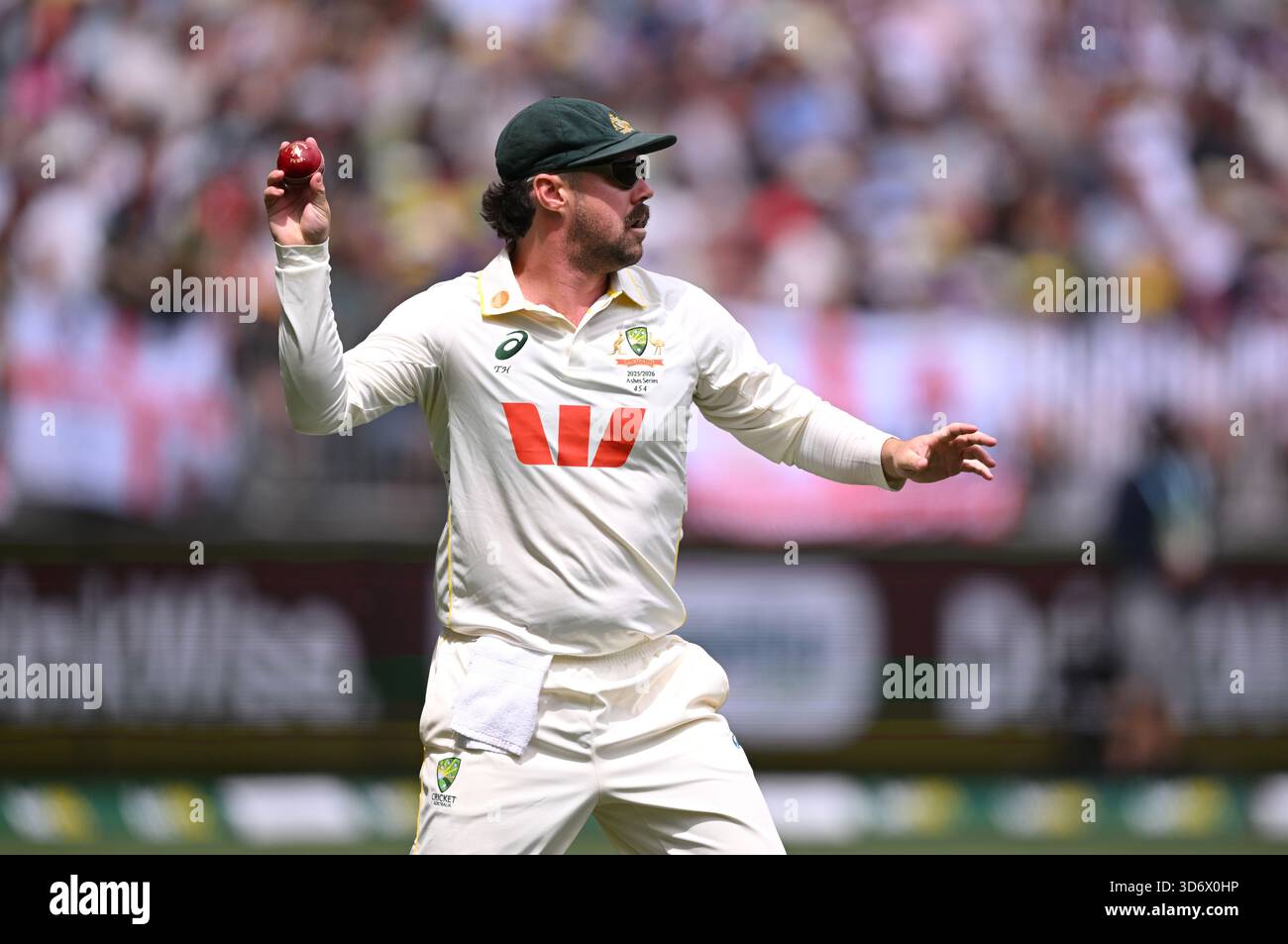 Australian Travis Head fields on Day 2 of the First Ashes Test between ...
