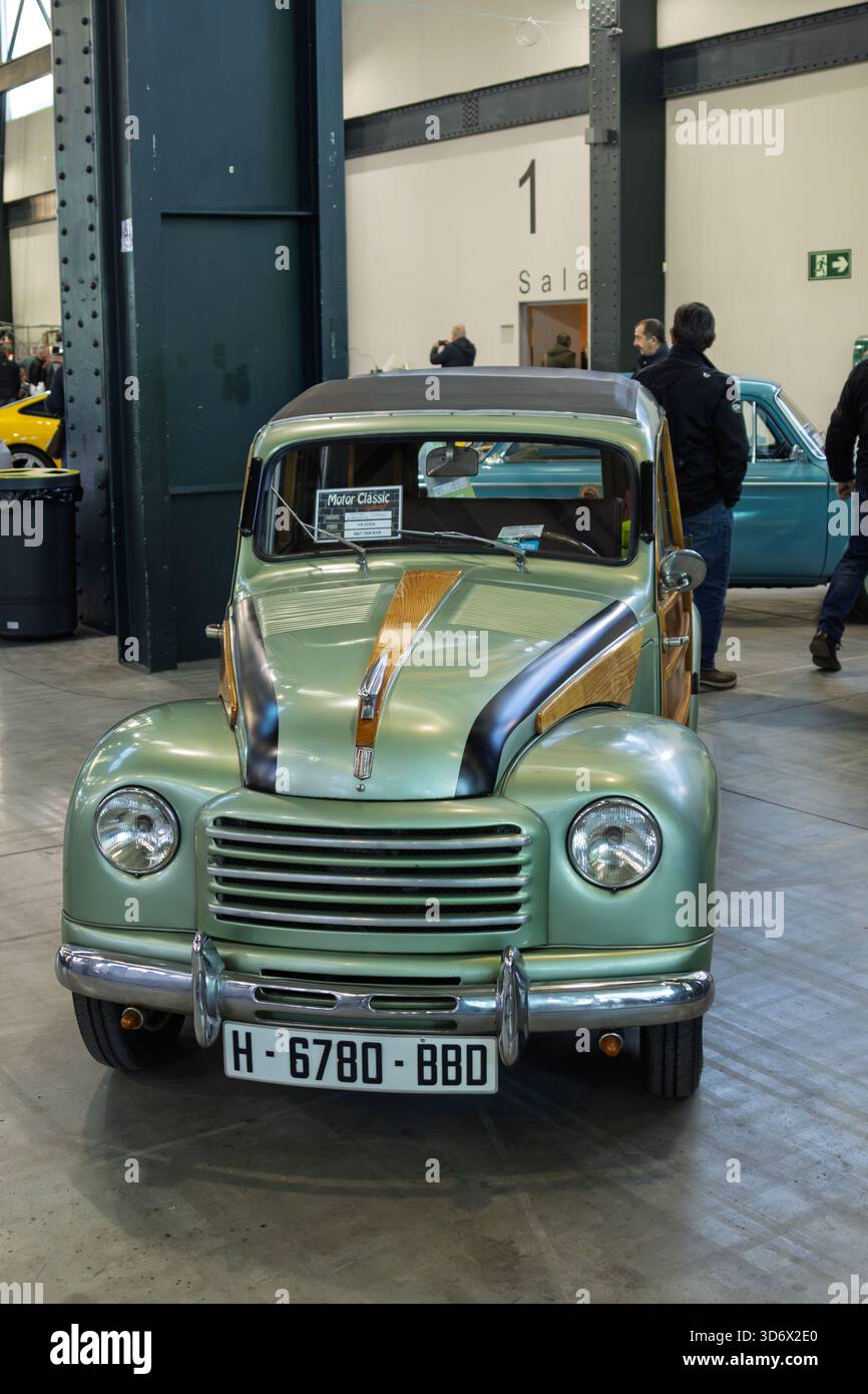 Simca 8 woodie station wagon at a classic car exhibition, showcasing ...