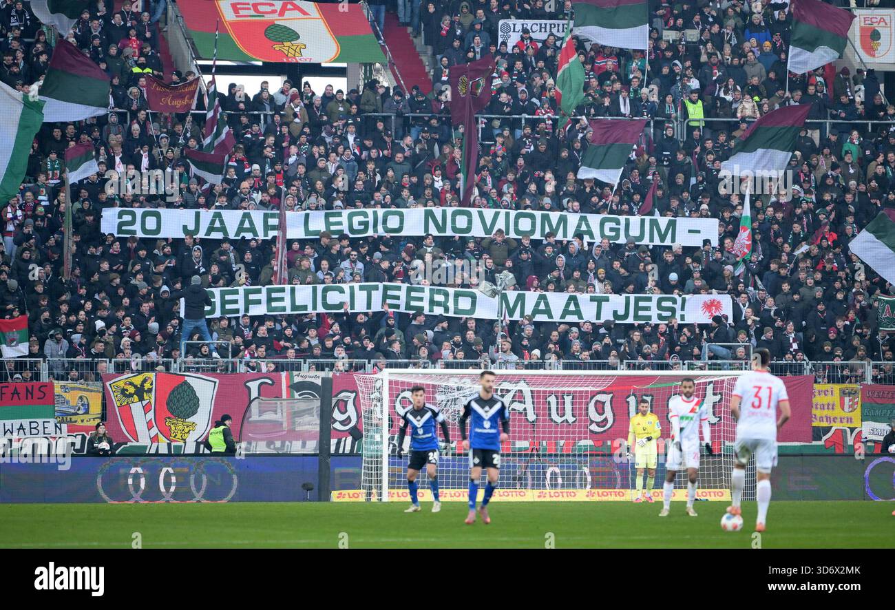 Fans supporters FC Augsburg with a banner FC Augsburg, November 22 ...