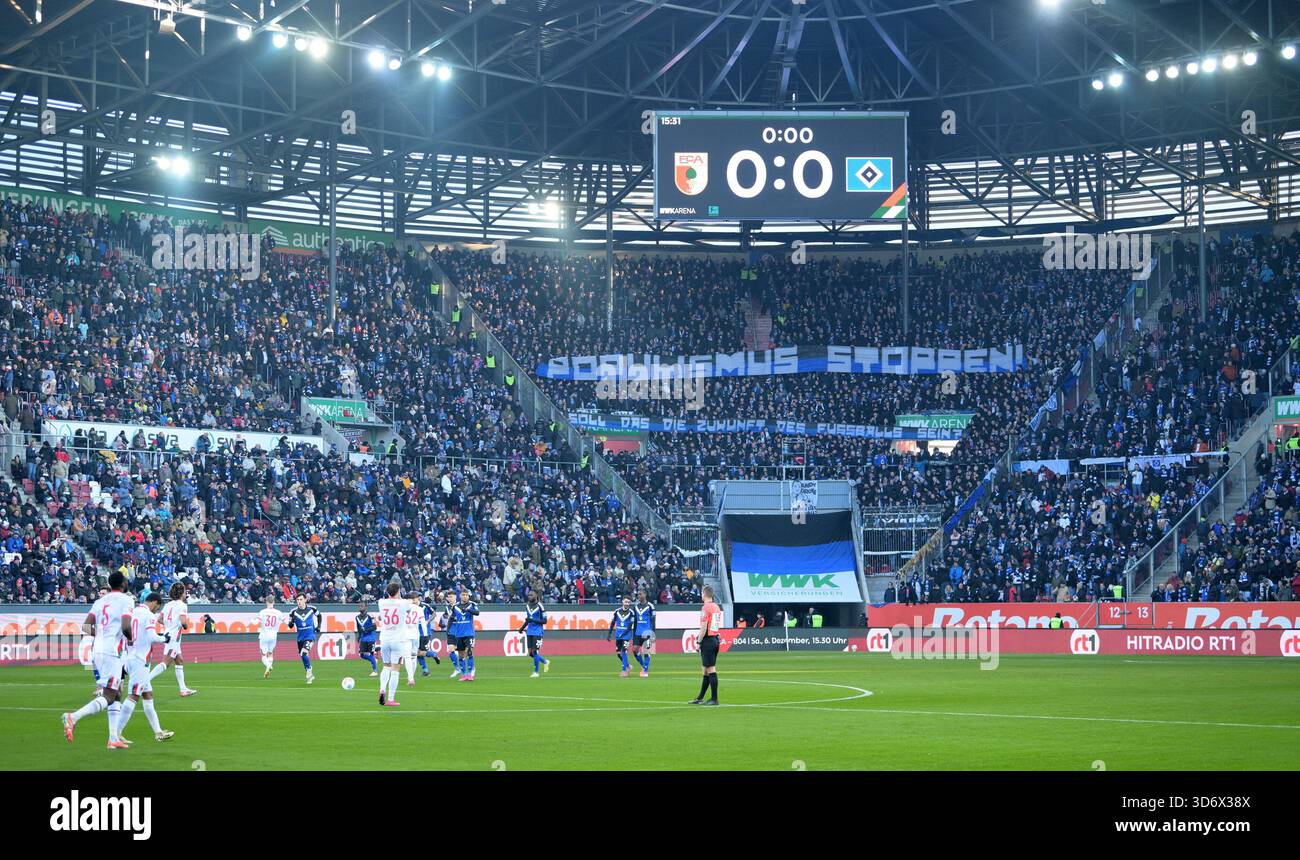 Fans supporters HSV Hamburg in the WWK Arena, protest through silence ...