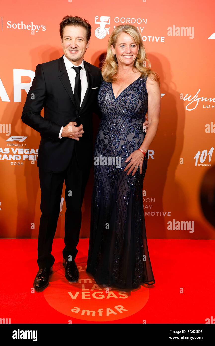 Jeremy Renner and Kym Renner arrive at amfAR Las Vegas 2025 at Wynn Las ...