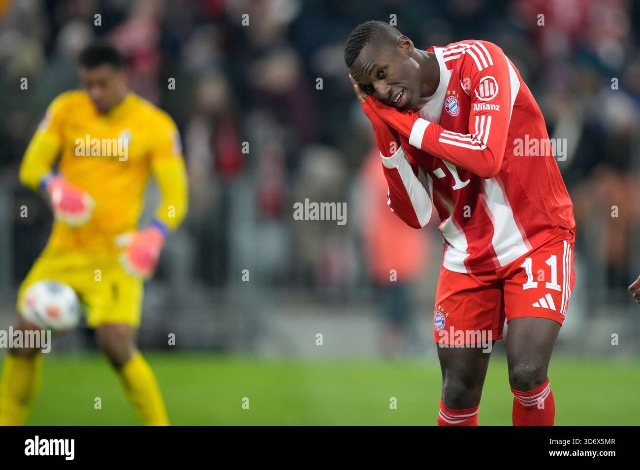 Munich's Nicolas Jackson celebrates scoring his side's fifth goal ...