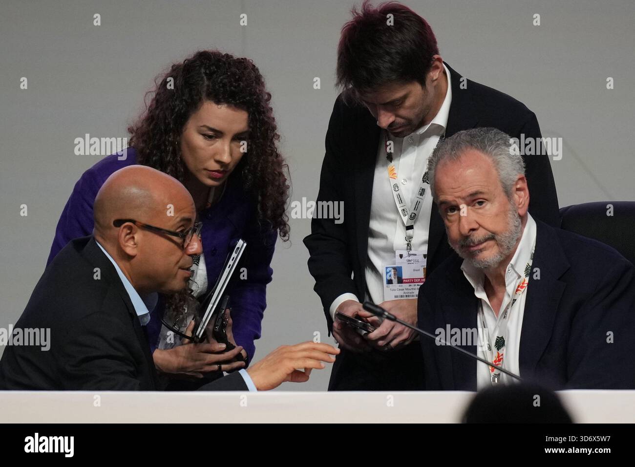 Simon Stiell, United Nations climate chief, front left, and André ...