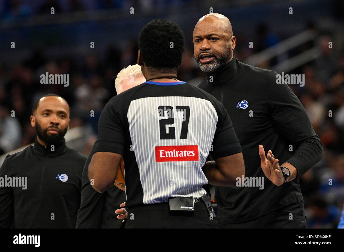 Orlando Magic head coach Jamahl Mosley, right, argues with official ...