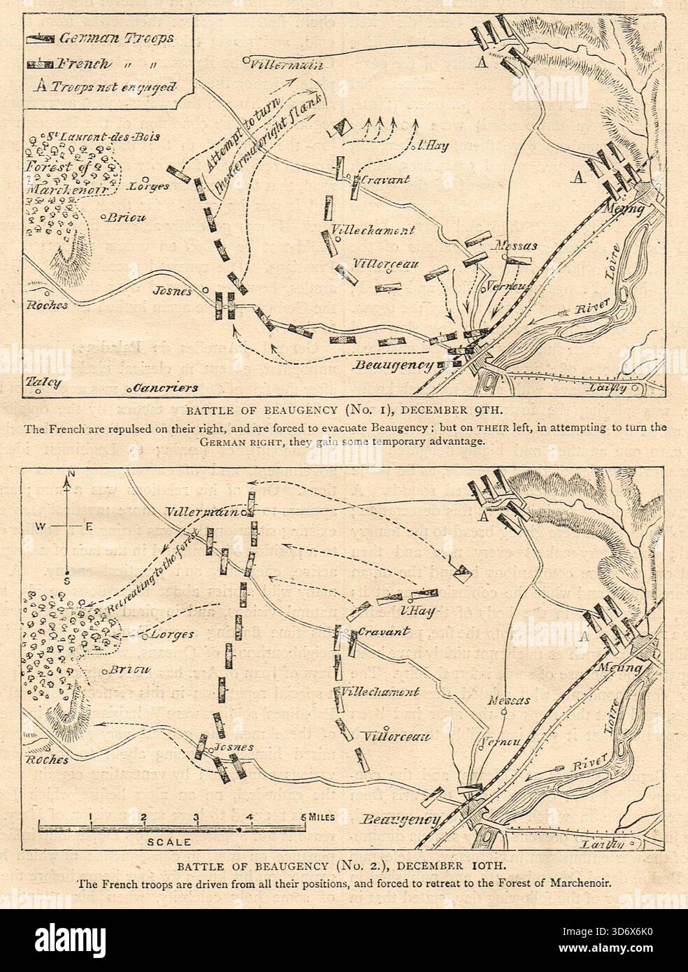 Maps of the Battle of Beaugency, 8-10 December 1870, during the Franco ...