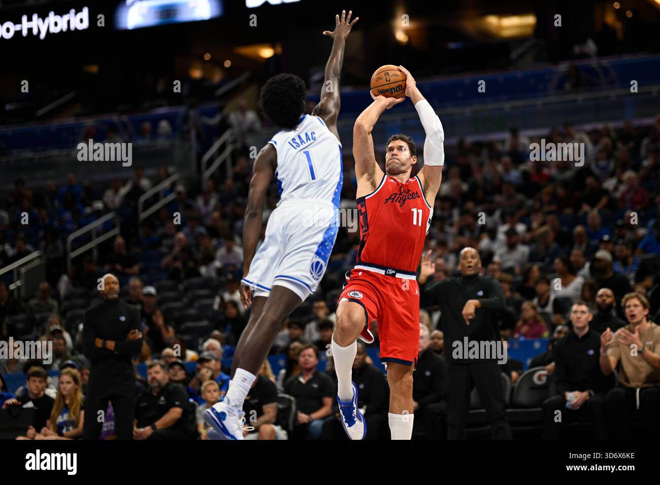 Los Angeles Clippers center Brook Lopez (11) shoots in front of Orlando ...