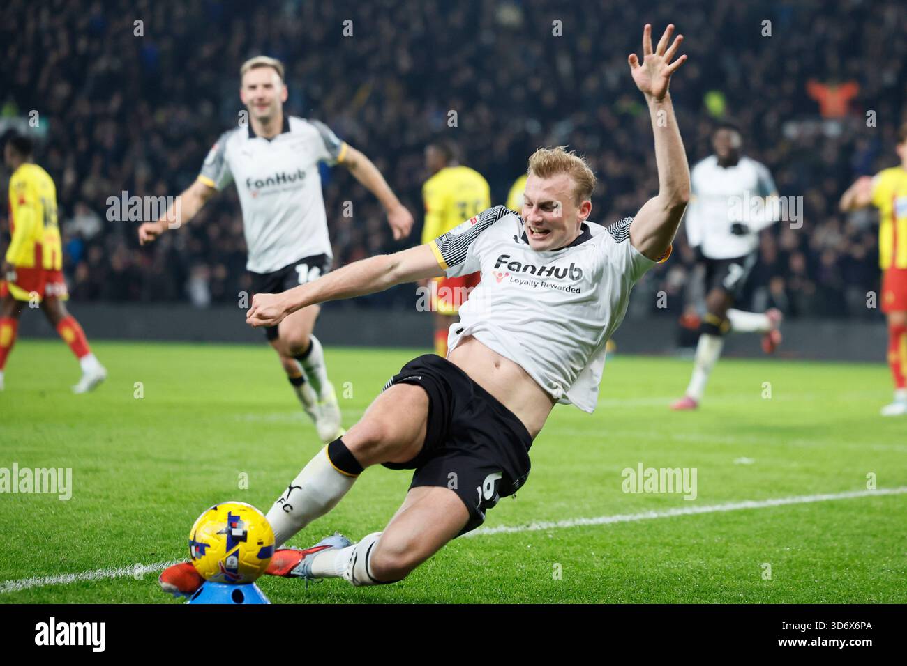 Derby County's Sondre Langas celebrates scoring their side's second ...