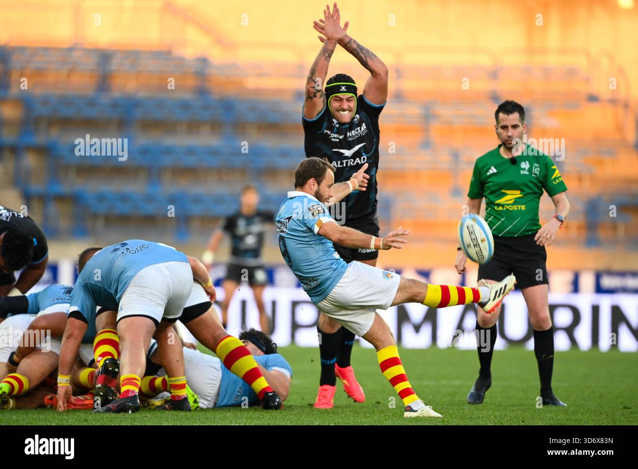 Tom ECOCHARD of Perpignan and Bastien CHALUREAU of Montpellier during ...