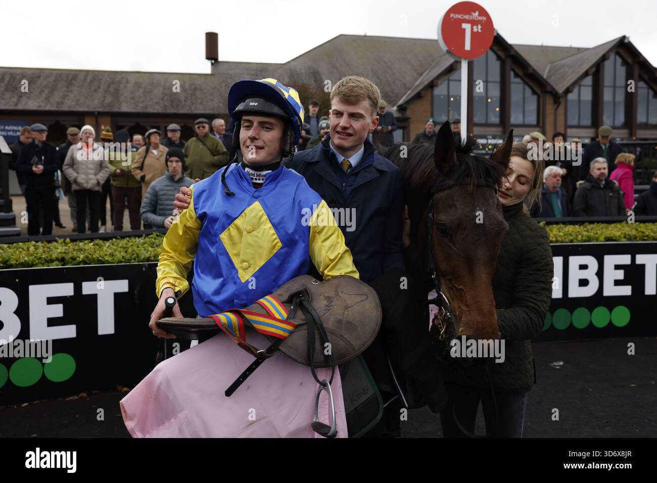 Jockey Daniel King with trainer Connor King after Oscars Brother won ...