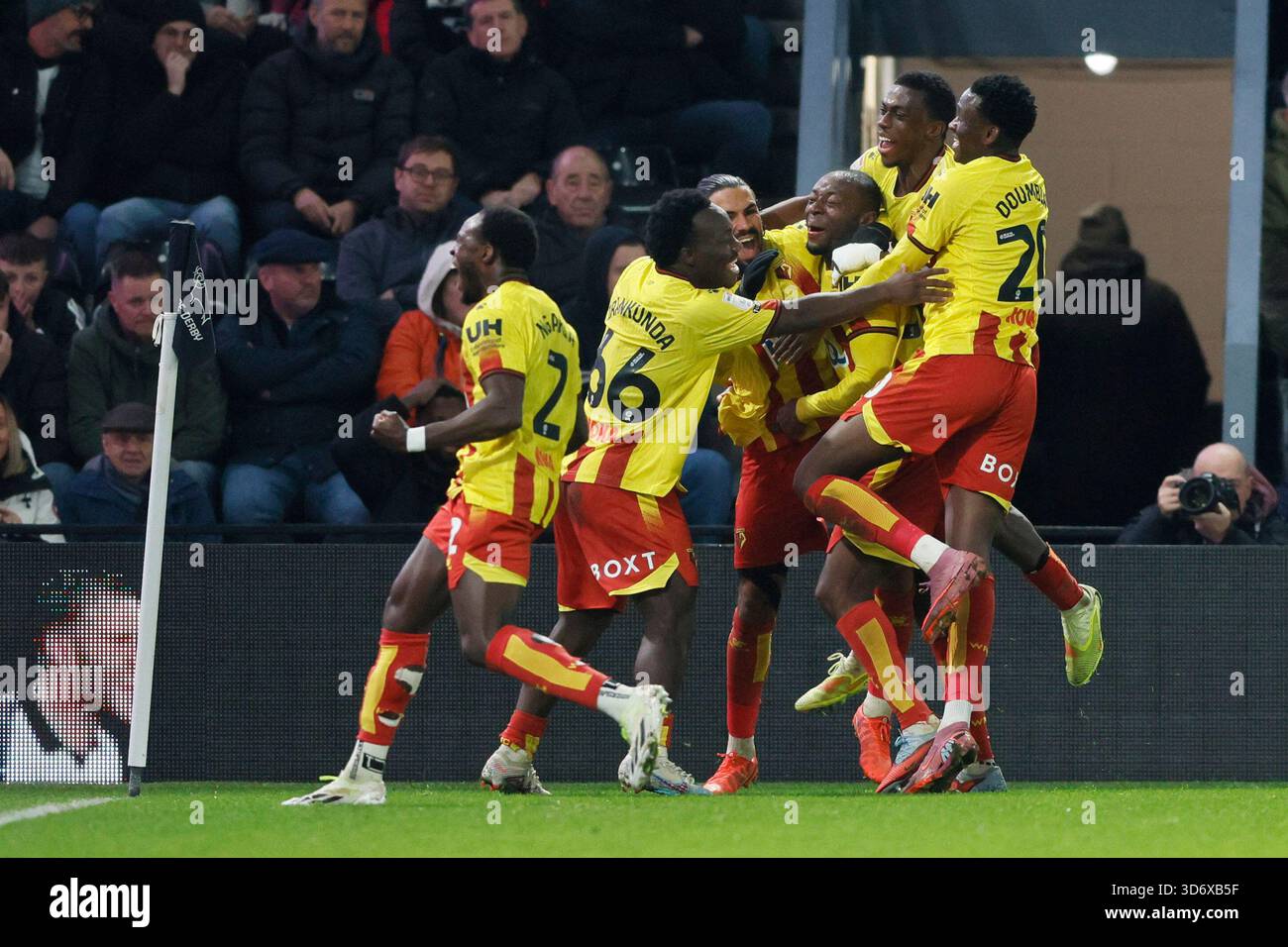 Watford’s Edo Kayembe celebrates scoring their side's third goal of the ...