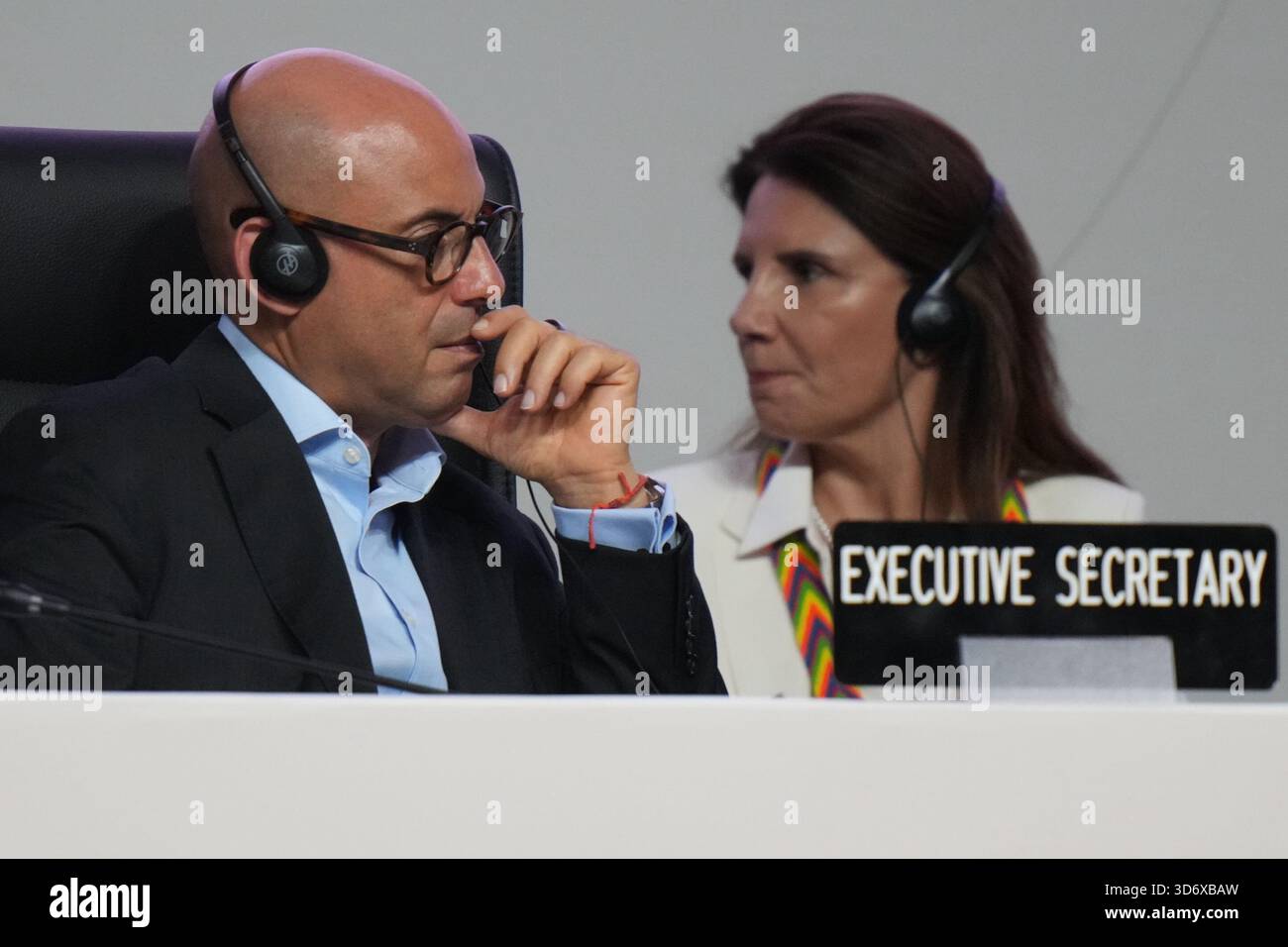 Simon Stiell, United Nations climate chief, left, and Ana Toni, COP30 ...