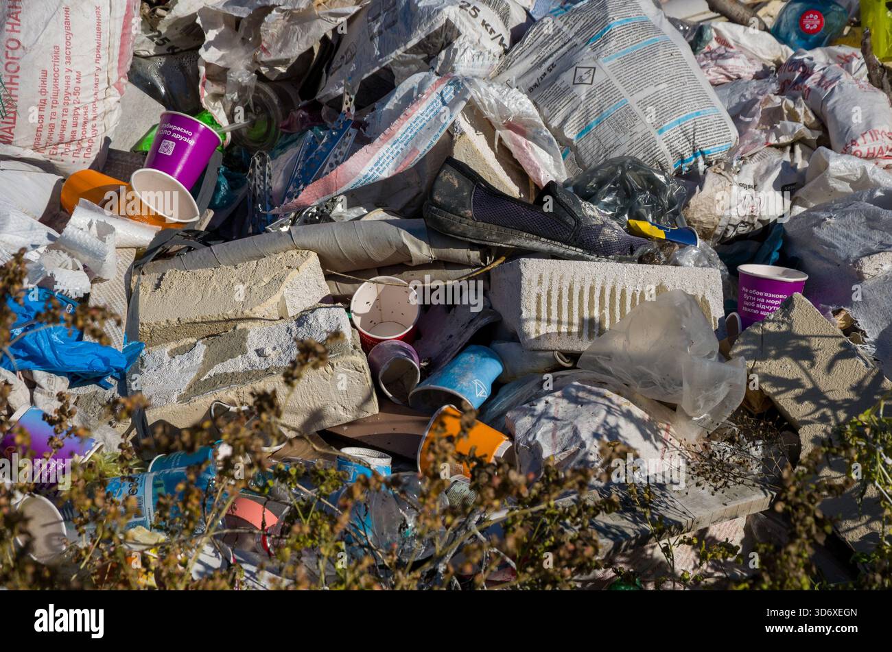 Mixed Garbage and Debris Pile Showing Environmental Pollution and Waste ...