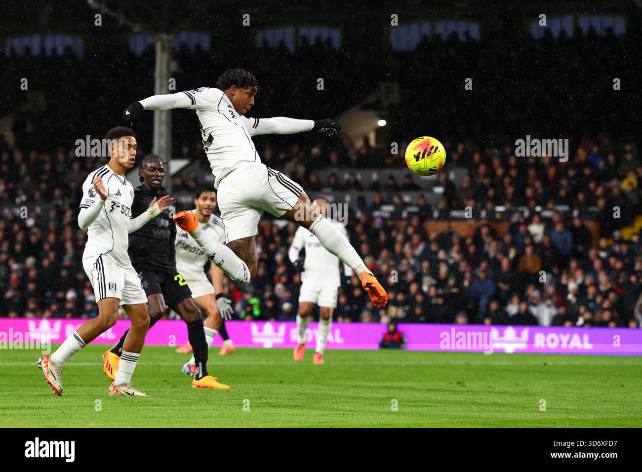 LONDON, UK - 22nd Nov 2025: Kevin of Fulham FC shoots over during the ...