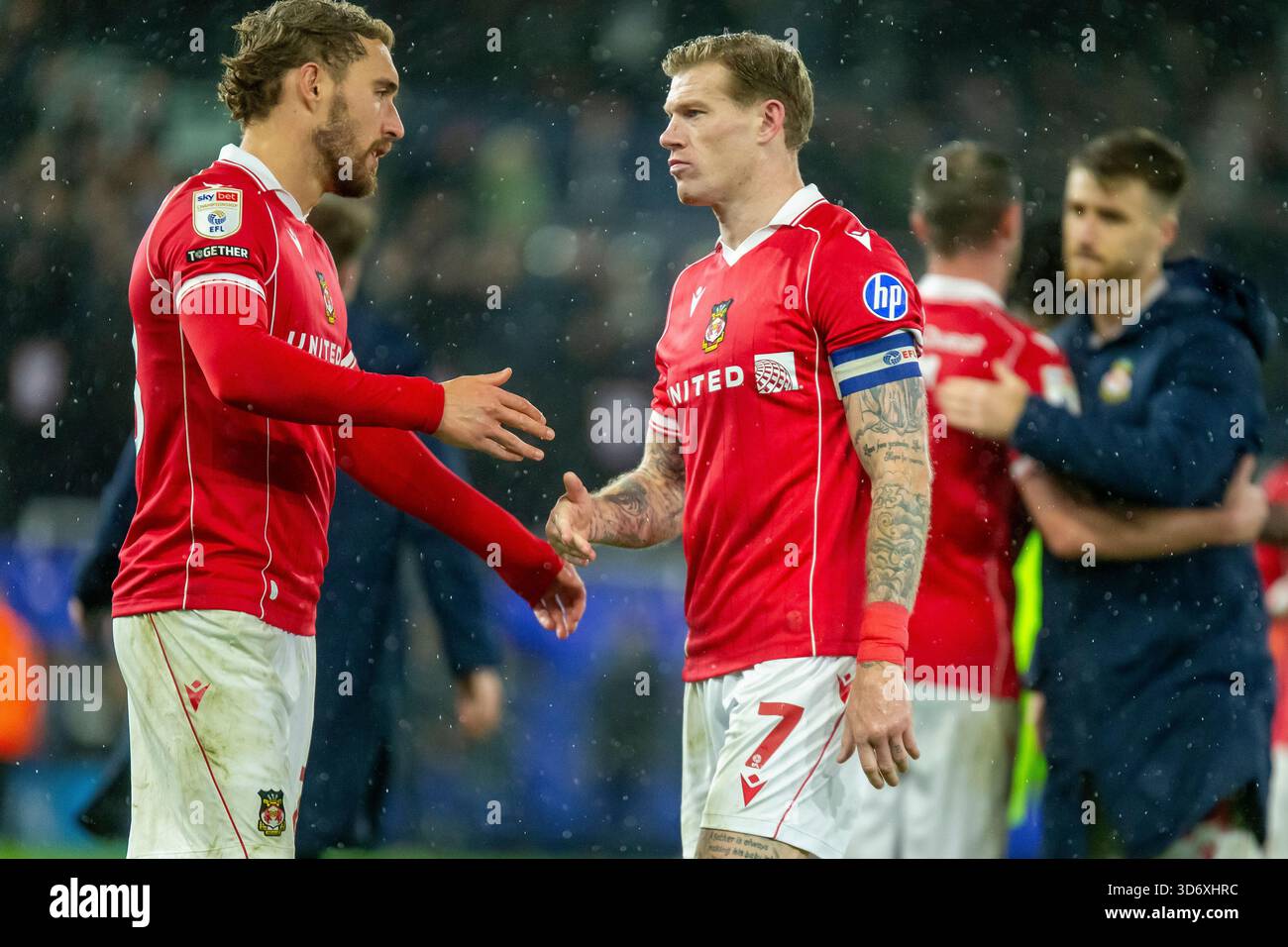 James McClean of Wrexham reacts during the Sky Bet Championship match ...
