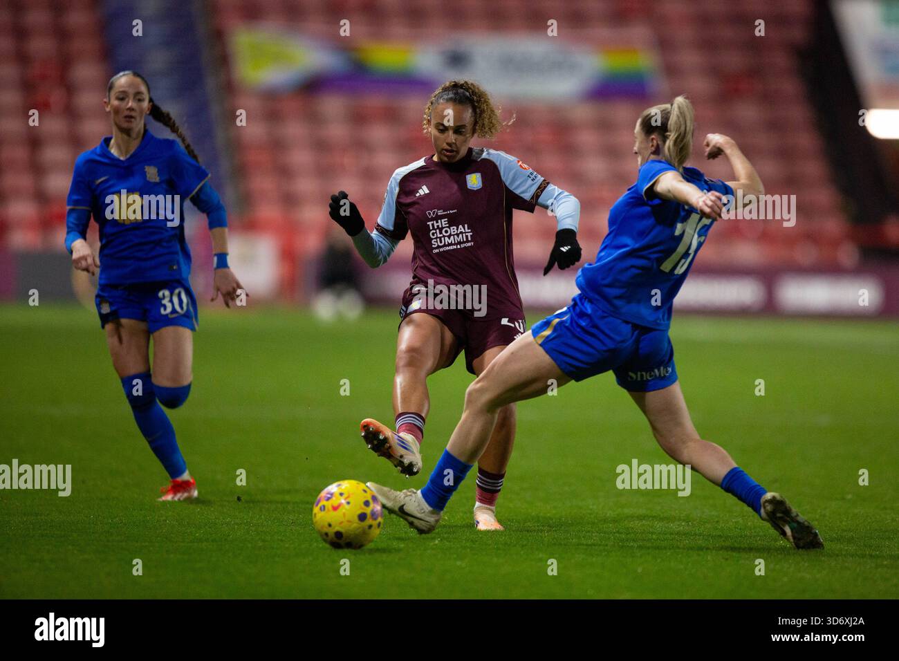 Rebeccca Holloway (15 Birmingham City) tackles Chasity Grant (23 Aston ...