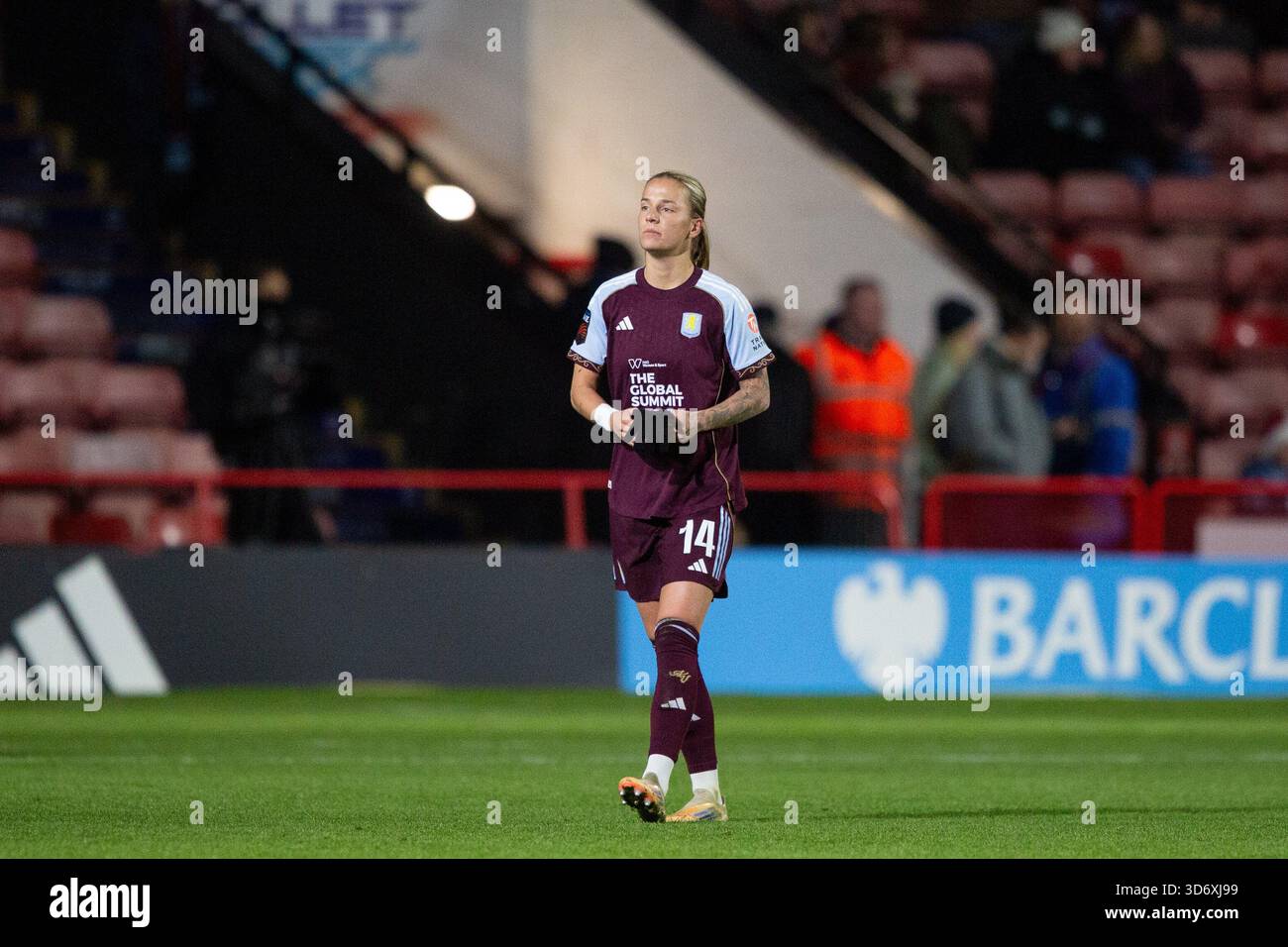 Lynn Wilms (14 Aston Villa) makes her way off the after being sent off ...