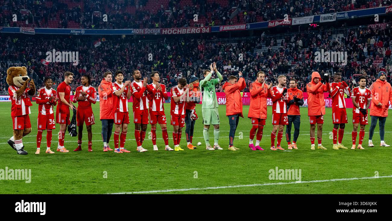 The Munich fans celebrate the victory in front of the fan curve GER, FC ...