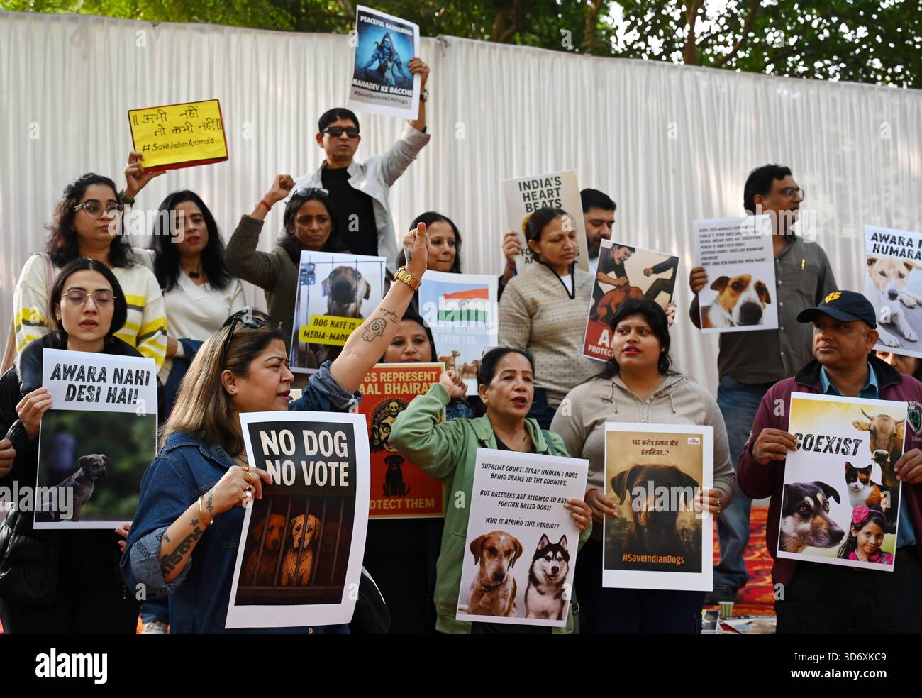 NEW DELHI, INDIA - NOVEMBER 22: Dog lovers during a protest at Jantar ...