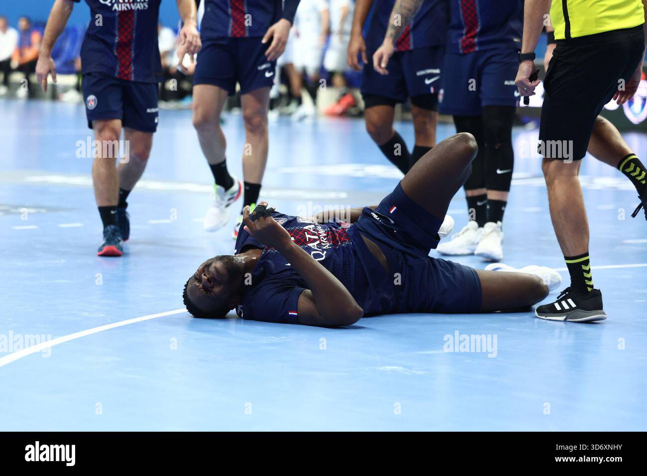 Injury of Karl Konan of Paris Saint-Germain Handball during the Liqui ...