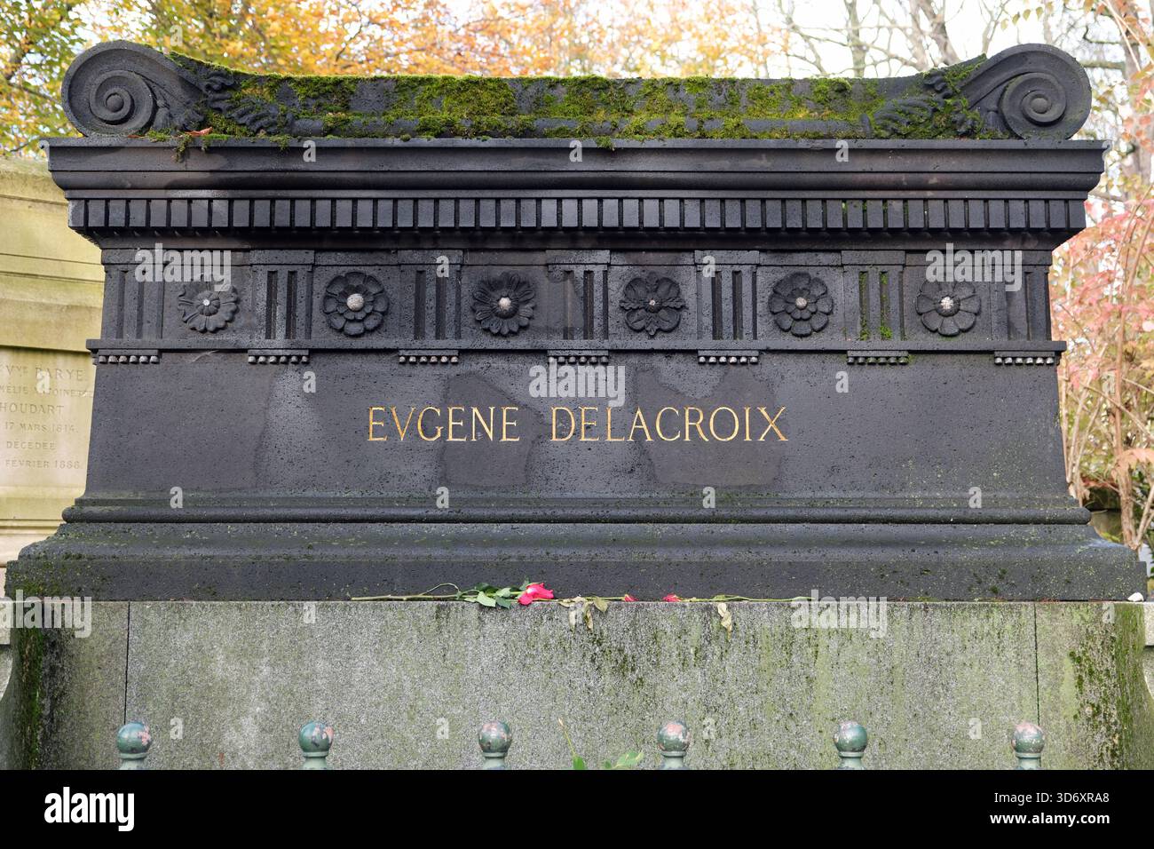 Grave of French Romantic painter Eugene Delacroix in Père Lachaise ...