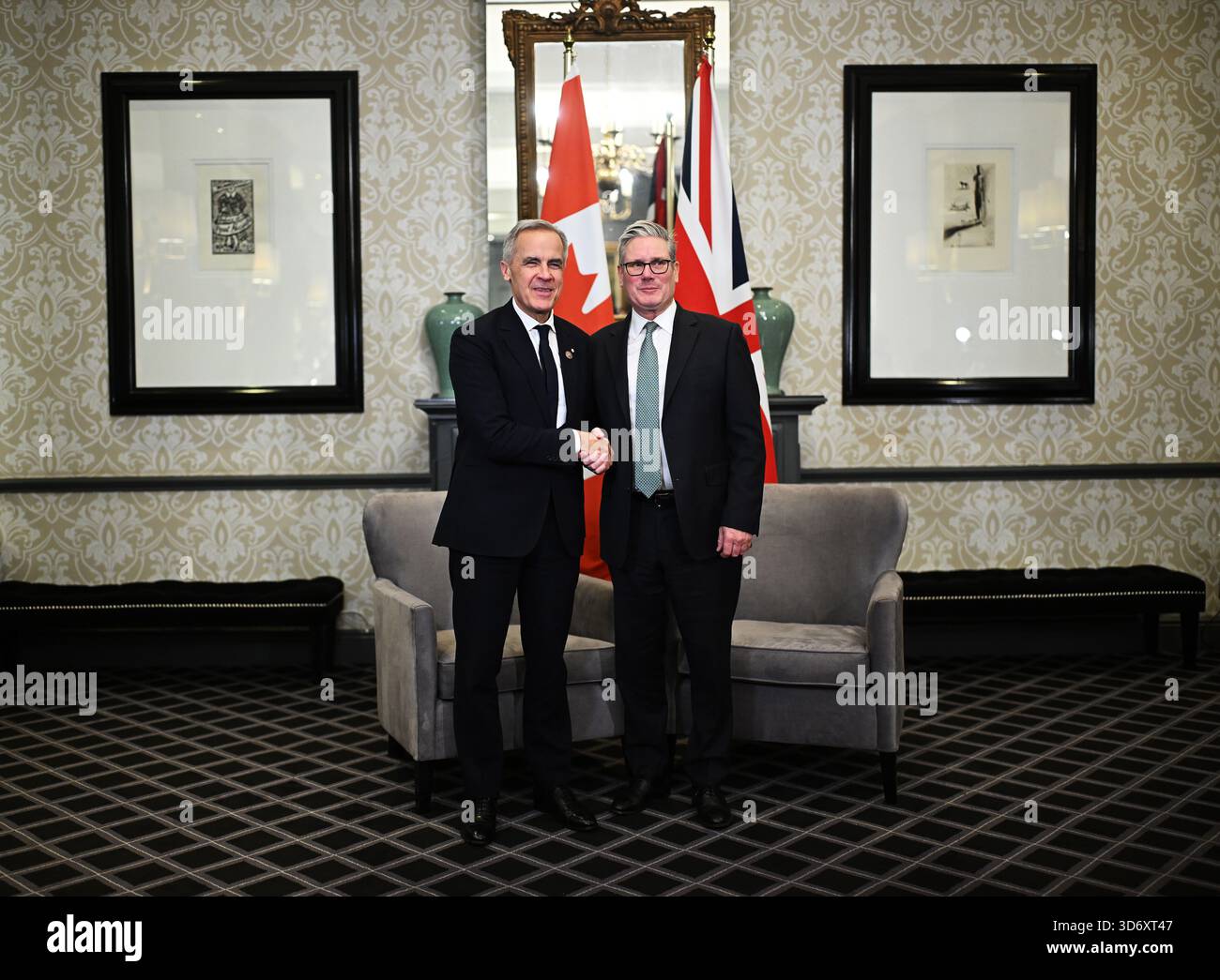 Prime Minister Sir Keir Starmer (right) and Canadian Prime Minister ...
