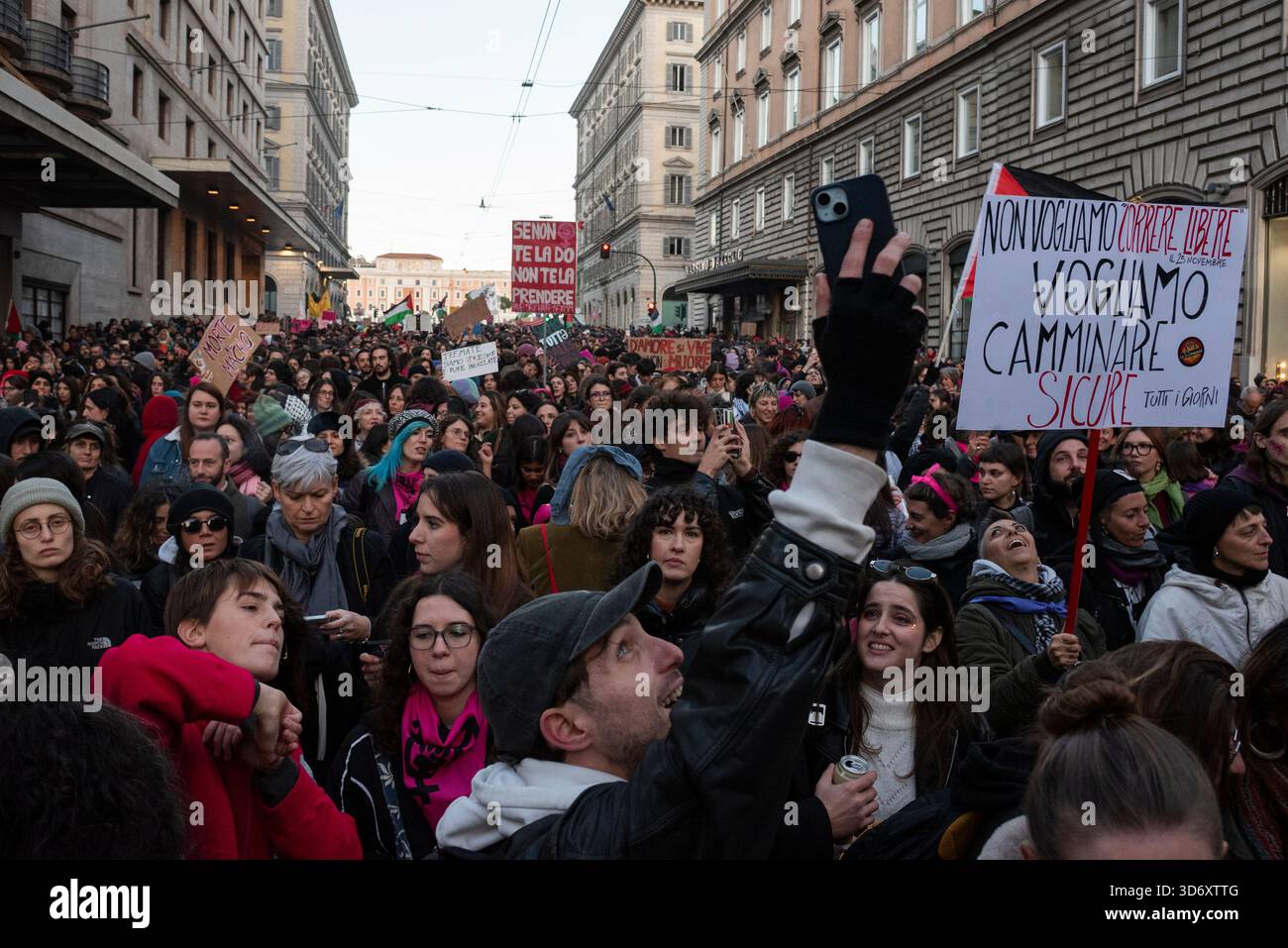 Rome, Italy. 22nd November 2025. Demonstration by the Non una di meno ...
