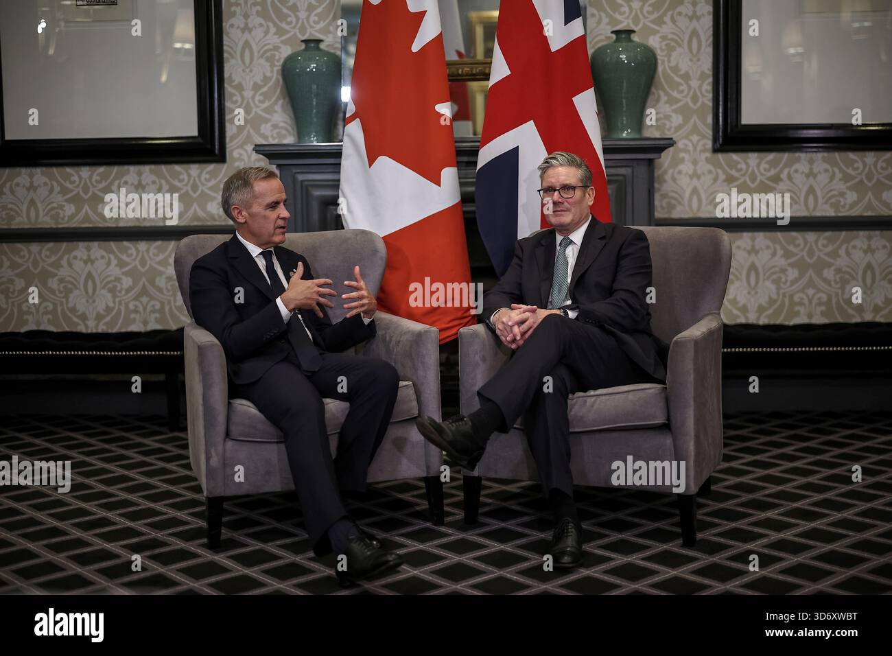 Prime Minister Sir Keir Starmer (right) and Canadian Prime Minister ...
