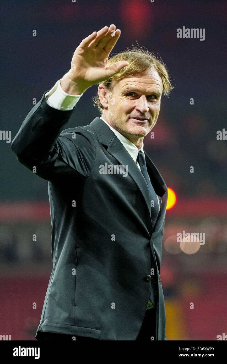 New Zealand Head Coach Scott Robertson applauds the crowd at the final whistle during the ...